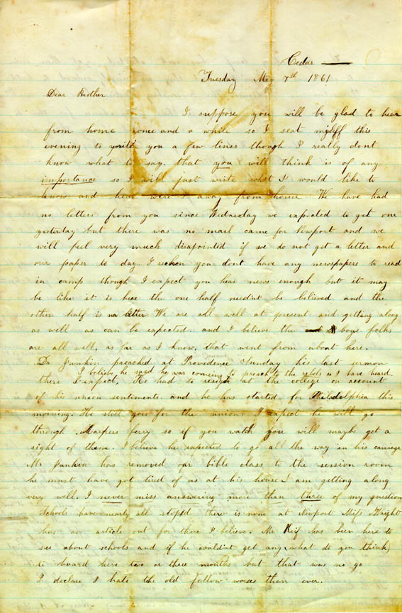 Augusta County: Mary A. Smiley to Thomas M. Smiley, May 7, 1861 ...