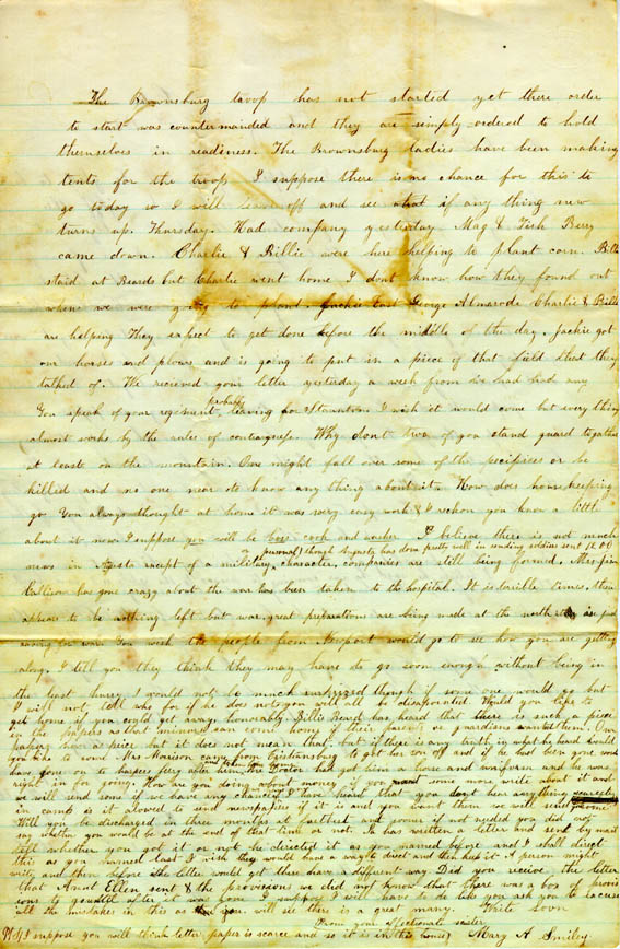 Augusta County: Mary A. Smiley to Thomas M. Smiley, May 7, 1861 ...