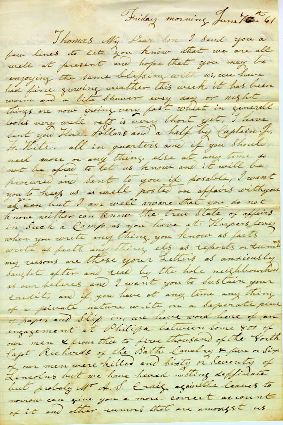 Augusta County: William Smiley to Thomas M. Smiley, June 7, 1861 ...