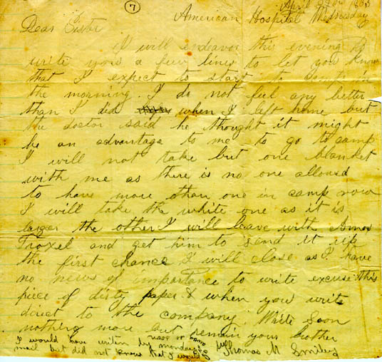 Augusta County: Thomas M. Smiley to Mary A. Smiley, April 22, 1863 ...