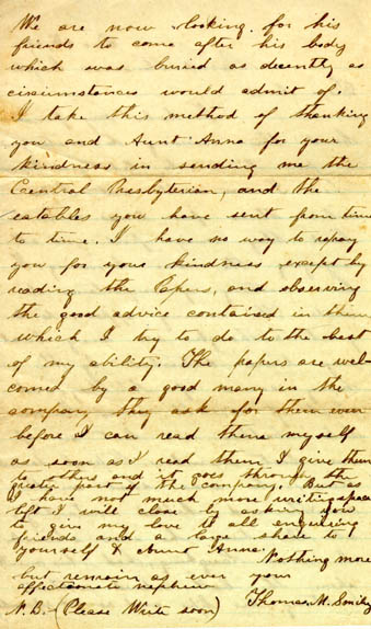 Augusta County: Thomas M. Smiley to His Aunt, December 8, 1863 ...