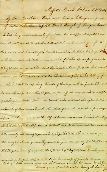 Augusta County: Mary A. Smiley to Thomas M. Smiley, December 21, 1864 ...