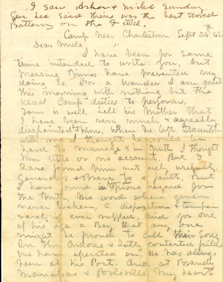 Augusta County: Asher Harman to Albert Garber, September 24, 1862 ...